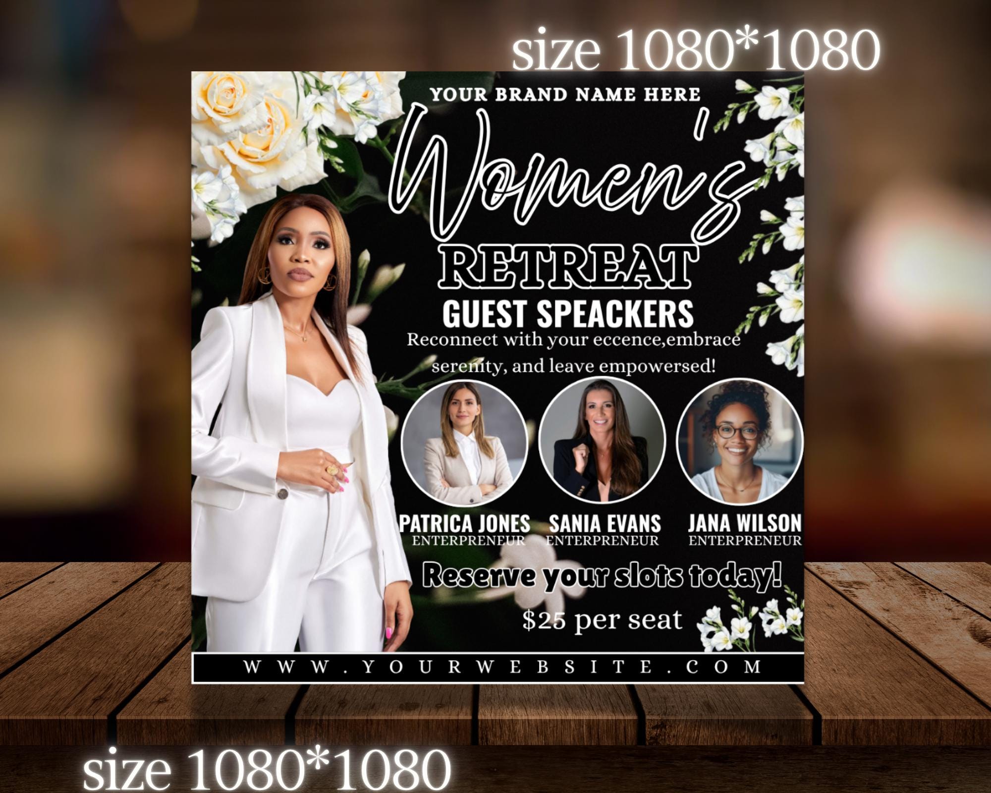 Floral Women's Retreat Flyer Template: Editable Canva Design (digital ...