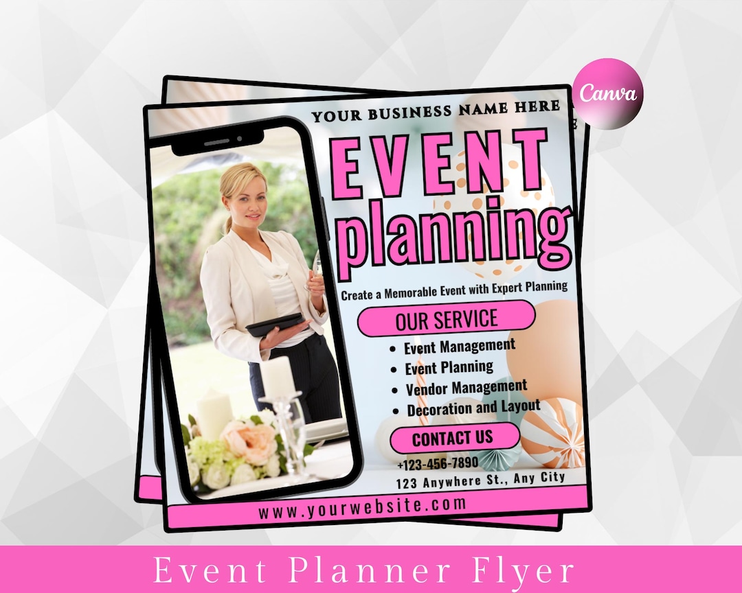 Editable Event Planner Flyer Template: Party Decor & Rental Marketing ...