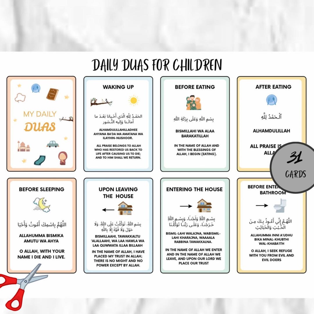 Kids Duas Flashcards | Islamic Learning for Children | Arabic & English ...