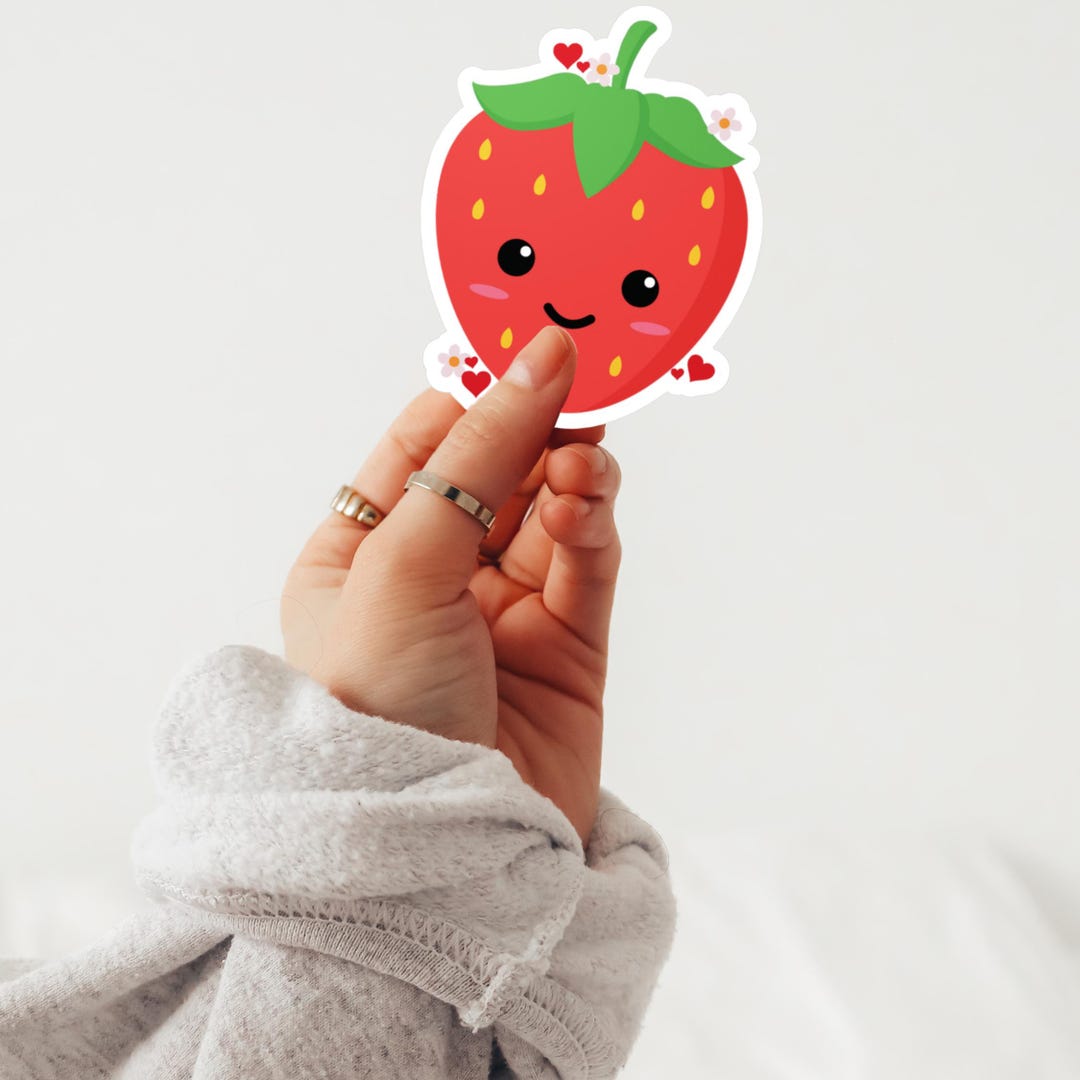 Strawberry Vinyl Sticker Strawberry Kiss-cut Decal Happy Strawberry ...