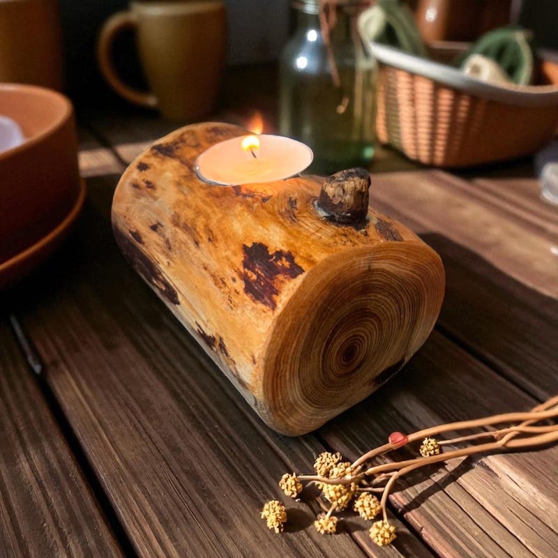 Log Candle Holder - Etsy