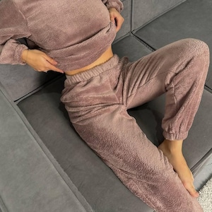 Teddy Fleece Pajama Set – Cozy Loungewear, Christmas Gift for Her - Etsy
