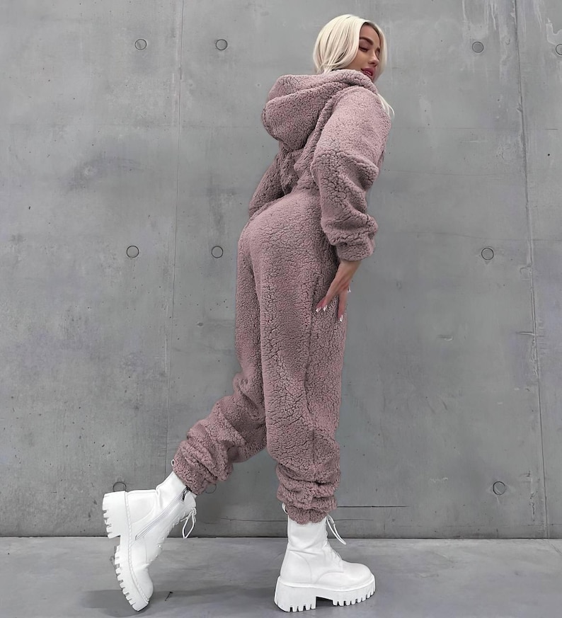 Handmade Teddy Fleece Jumpsuit – Plush Loungewear Romper With Hood - Etsy