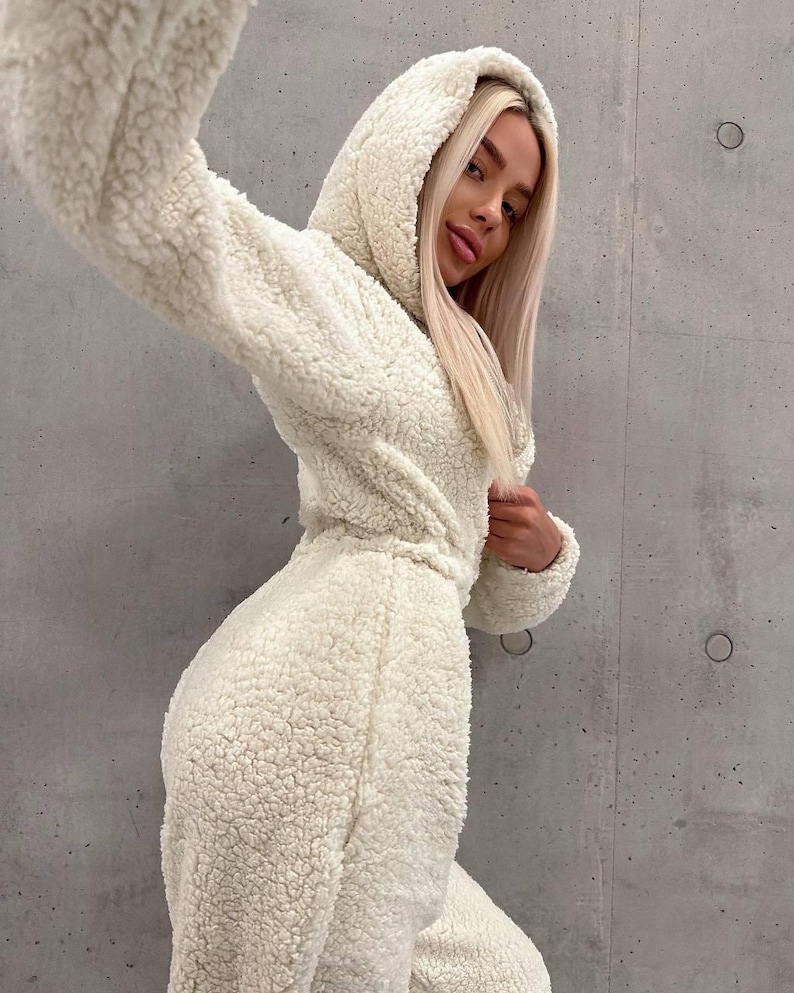 Handmade Teddy Fleece Jumpsuit – Plush Loungewear Romper With Hood - Etsy