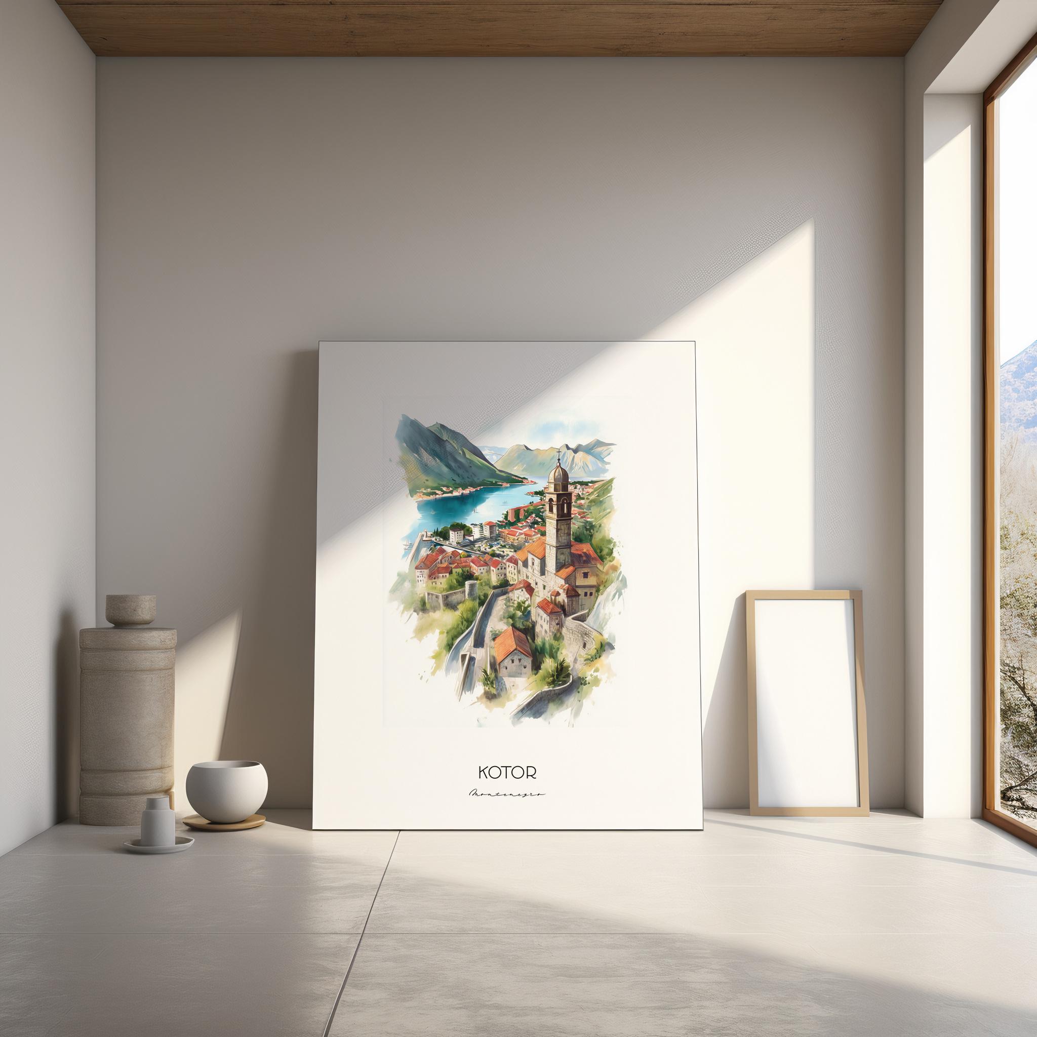 Kotor Montenegro Watercolor Art Print - Cityscape Wall Art Home Decor ...