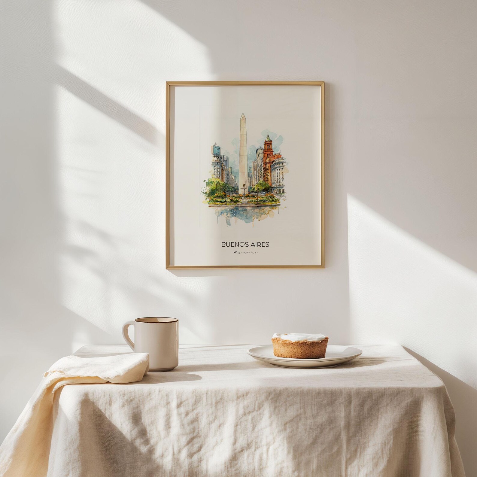 Buenos Aires Argentina Watercolor Art Print - Cityscape Landscape Wall ...