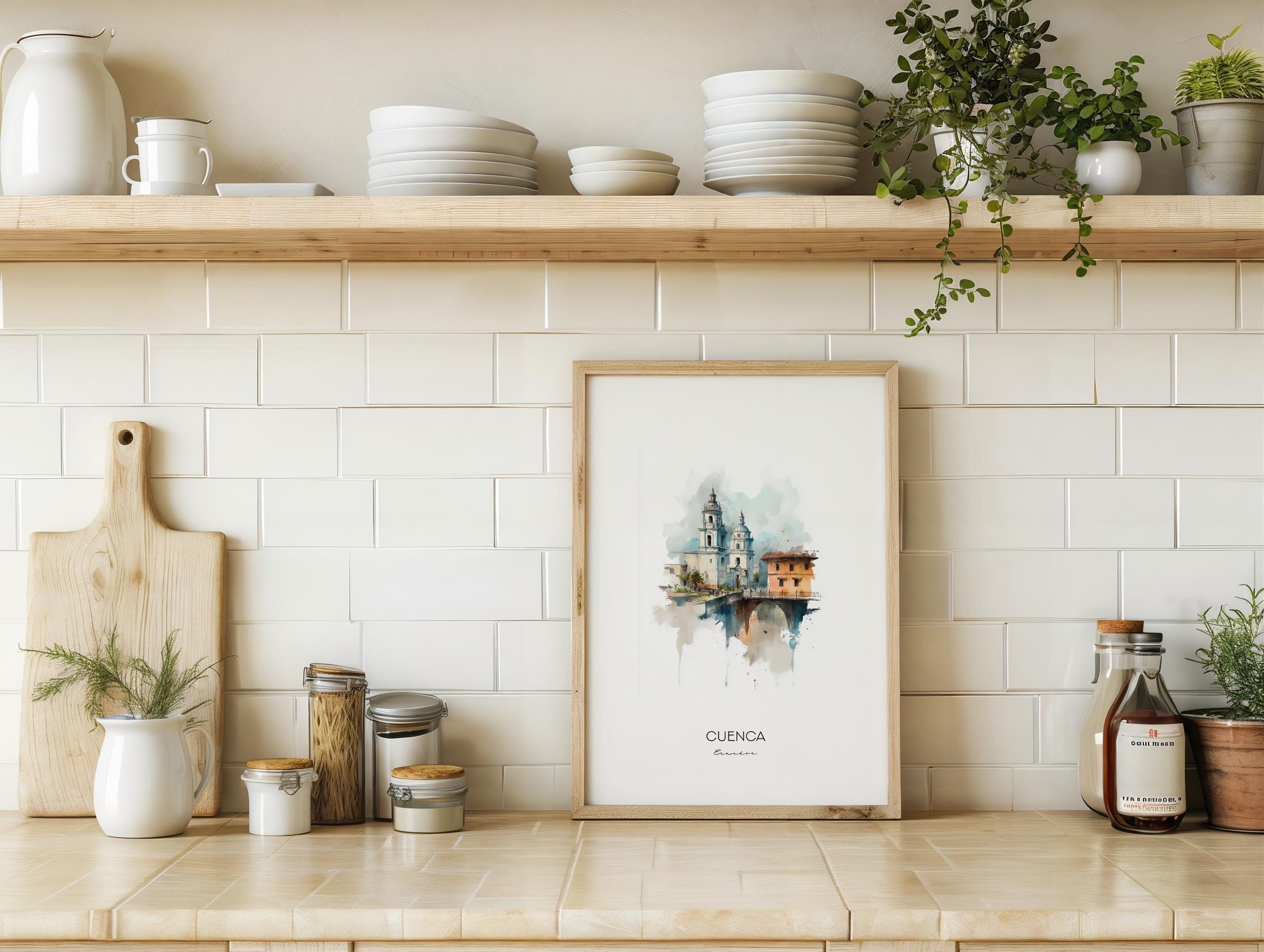 Cuenca Ecuador Watercolor Art Print - Cityscape Wall Art Home Decor ...