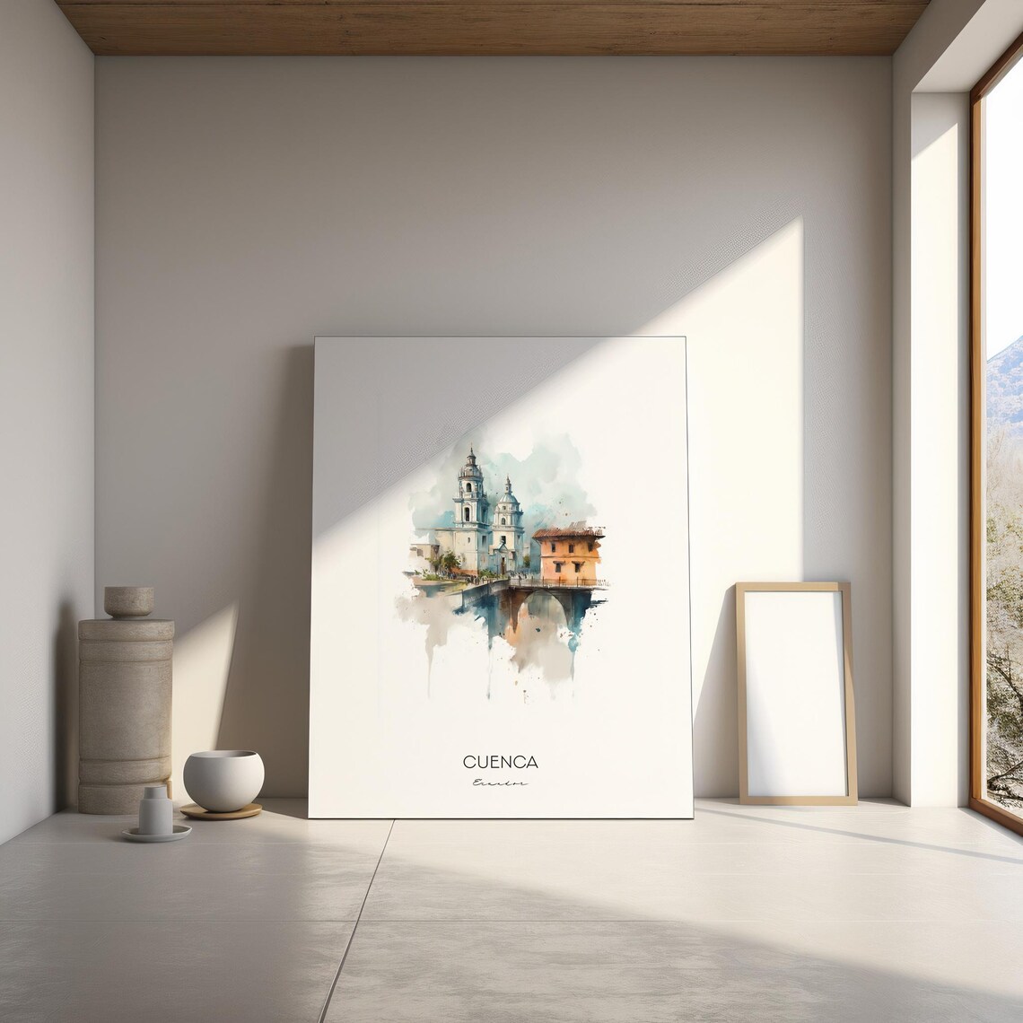 Cuenca Ecuador Watercolor Art Print - Cityscape Wall Art Home Decor ...
