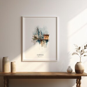 Cuenca Ecuador Watercolor Art Print - Cityscape Wall Art Home Decor ...