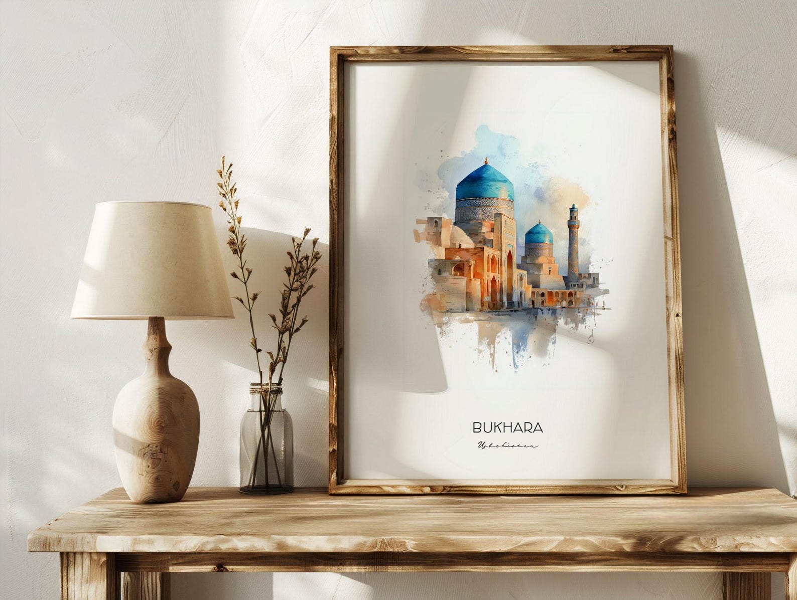 Bukhara Uzbekistan Watercolor Art Print - Cityscape Wall Art Home Decor ...