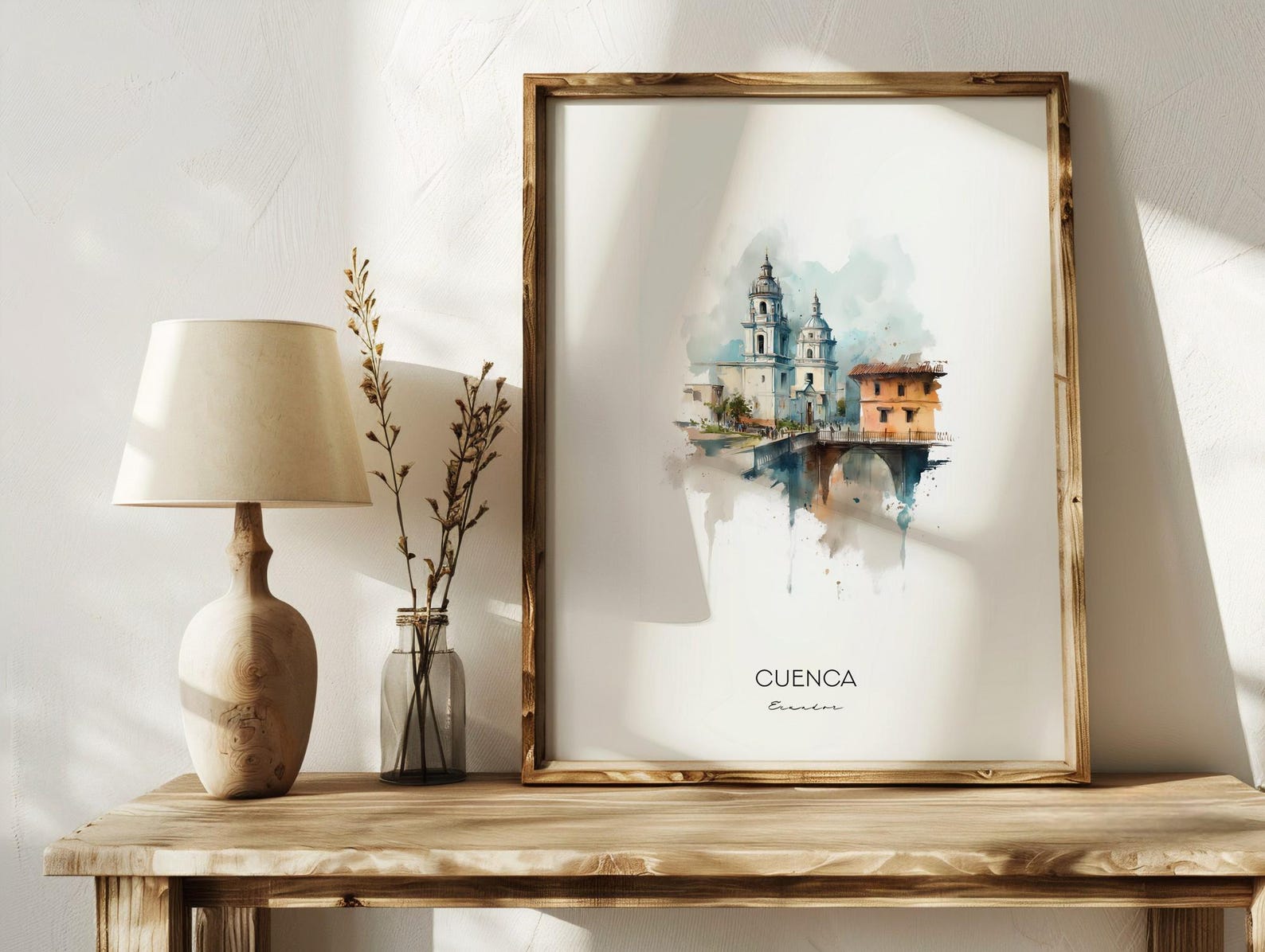 Cuenca Ecuador Watercolor Art Print - Cityscape Wall Art Home Decor ...