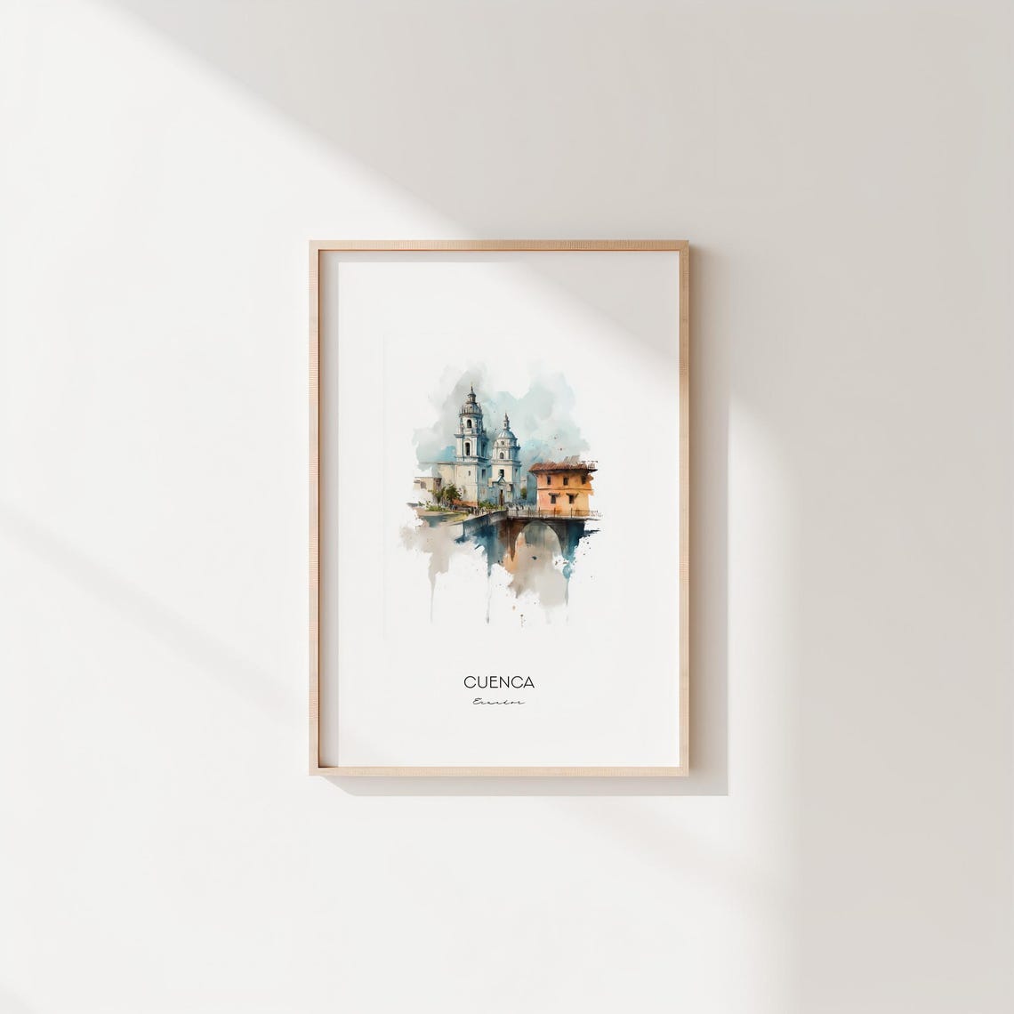 Cuenca Ecuador Watercolor Art Print - Cityscape Wall Art Home Decor ...