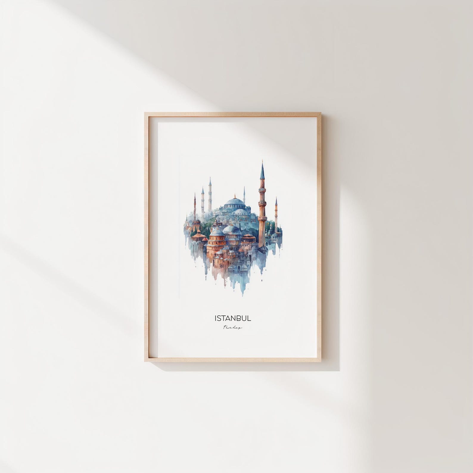 Istanbul Turkey Watercolor Art Print - Iconic Cityscape Wall Art ...
