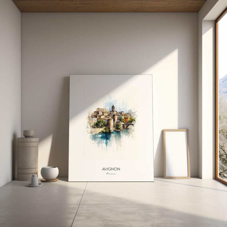 Avignon France Watercolor Art Print - Cityscape Landscape Wall Art Home ...