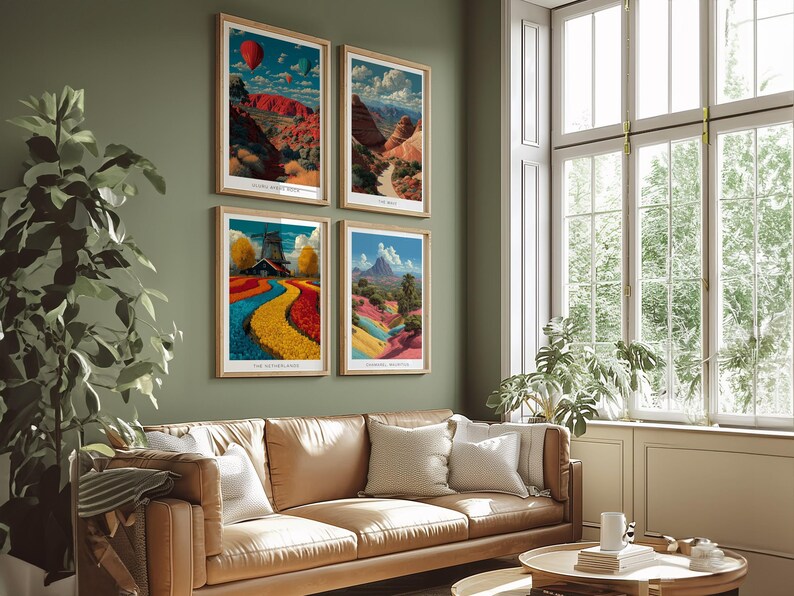 Netherlands Tulip Fields Vintage Travel Poster - Dutch Windmill Art ...