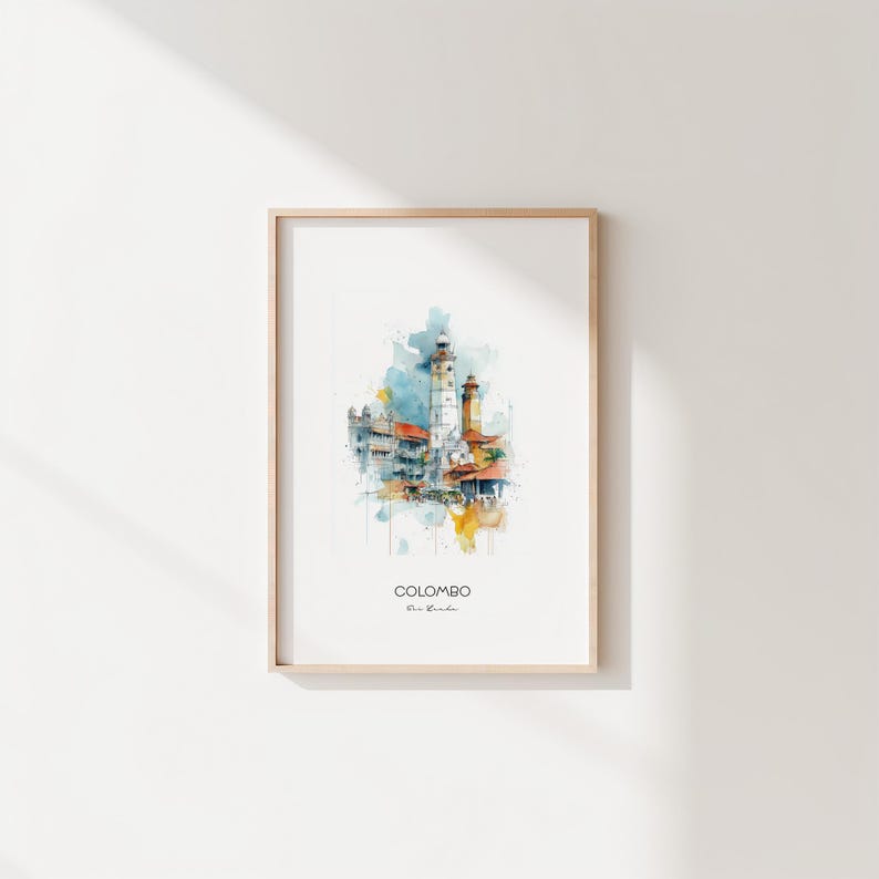 Colombo Sri Lanka Watercolor Art Print - Cityscape Landscape Wall Art ...