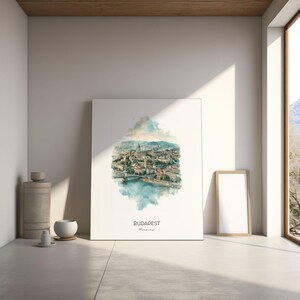 Budapest Hungary Watercolor Art Print - Cityscape Wall Art Landscape ...