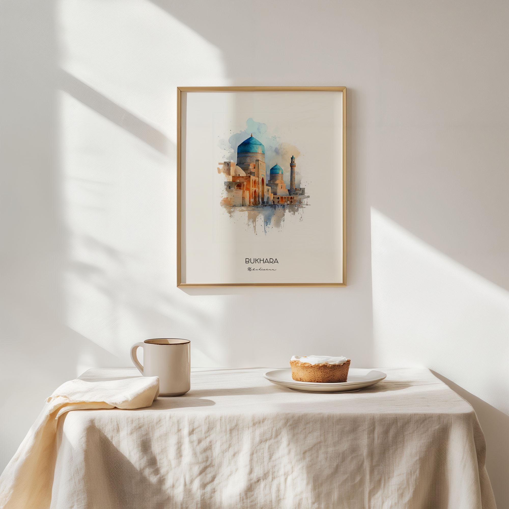 Bukhara Uzbekistan Watercolor Art Print - Cityscape Wall Art Home Decor ...