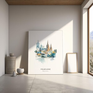 Melbourne Australia Watercolor Art Print - Cityscape Wall Art Home ...