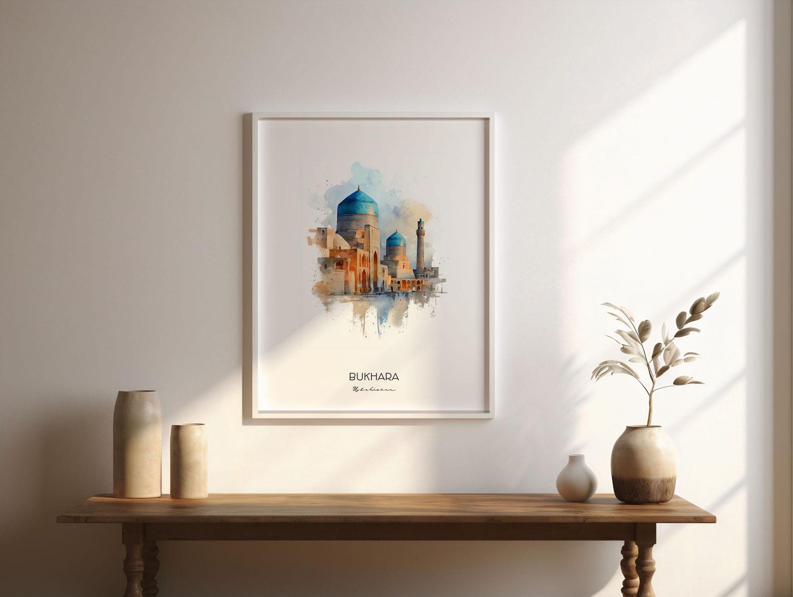 Bukhara Uzbekistan Watercolor Art Print - Cityscape Wall Art Home Decor ...