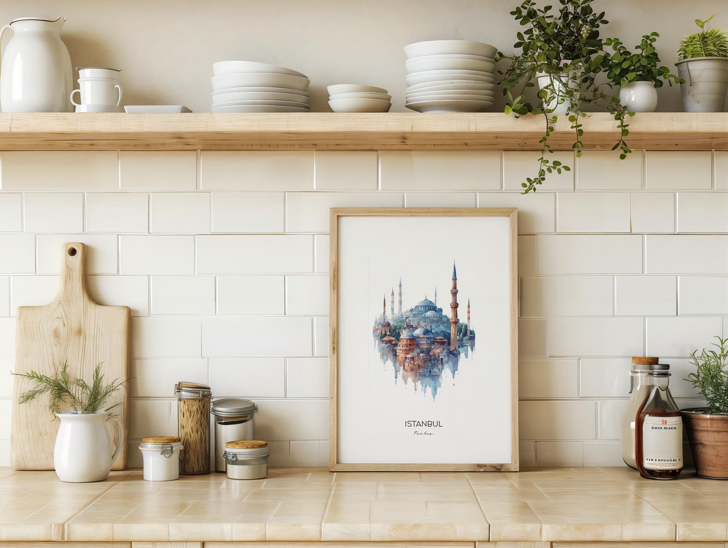 Istanbul Turkey Watercolor Art Print - Iconic Cityscape Wall Art ...