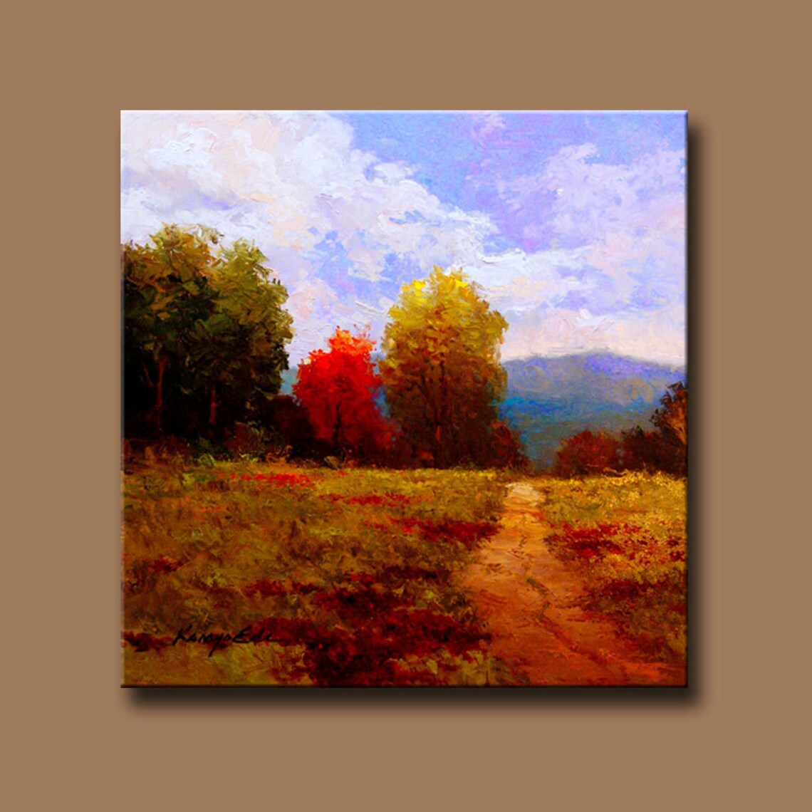 Path to the Mountain. Hand Embellished Giclee Print on Canvas ...