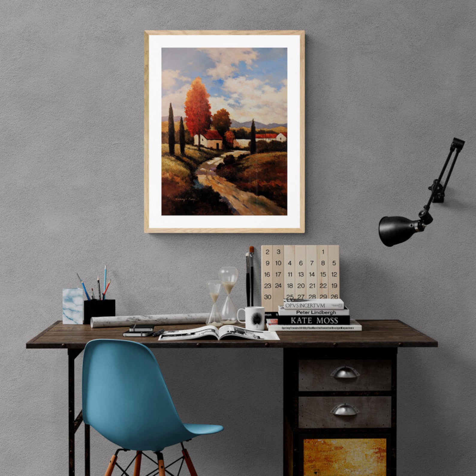 Village Houses in a Landscape Lithograph Wall Art Print on - Etsy
