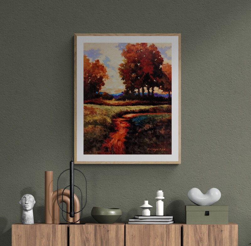 Mountain Path Lithograph Print: Fall Colors Landscape Art (22x28 In) - Etsy
