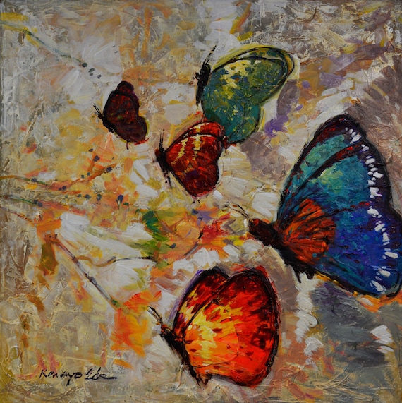 Butterflies Abstract Art. Original Art and Hand Embellished - Etsy