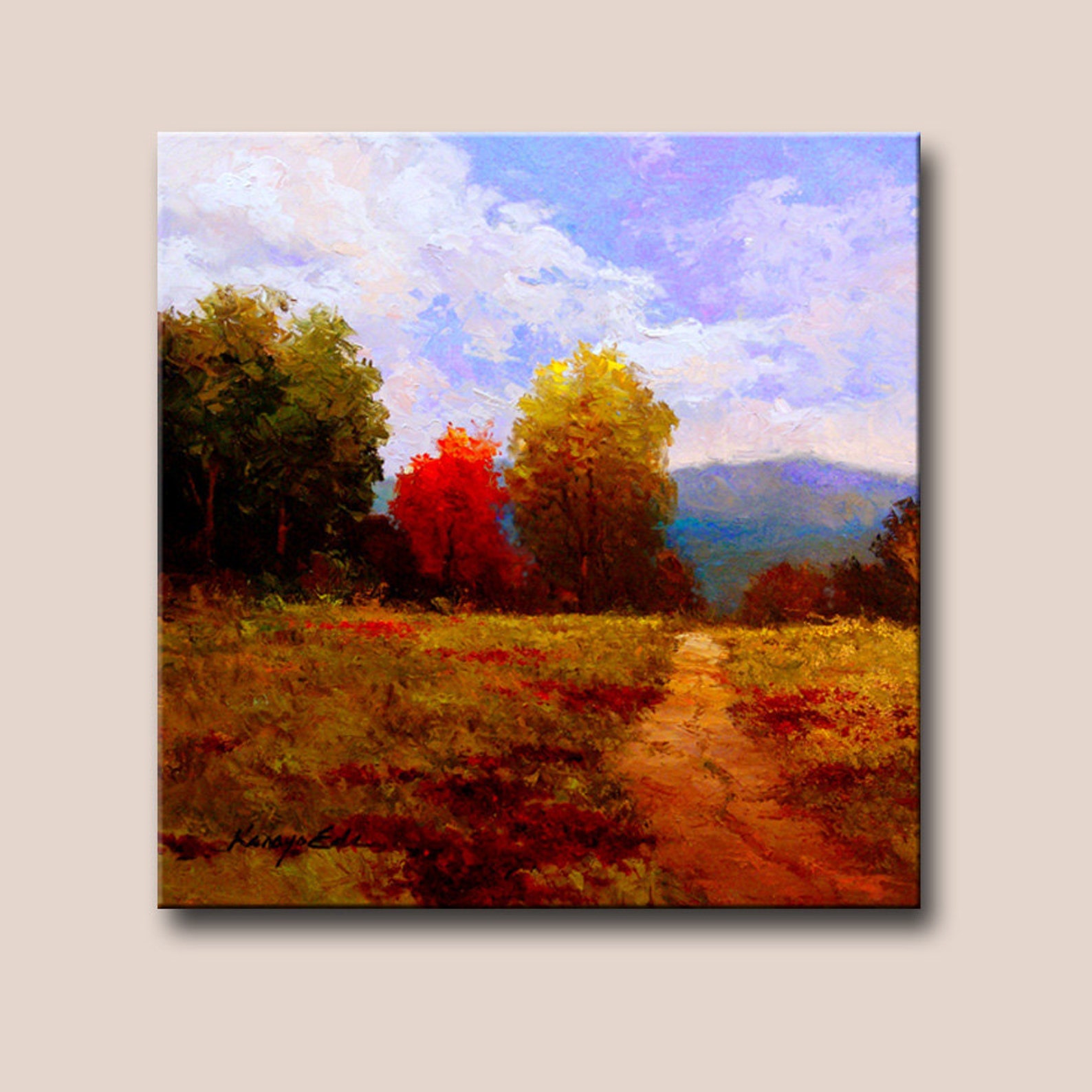 Path to the Mountain. Hand Embellished Giclee Print on Canvas ...