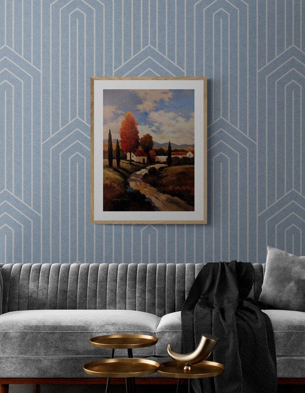 Village Houses in a Landscape Lithograph Wall Art Print on - Etsy