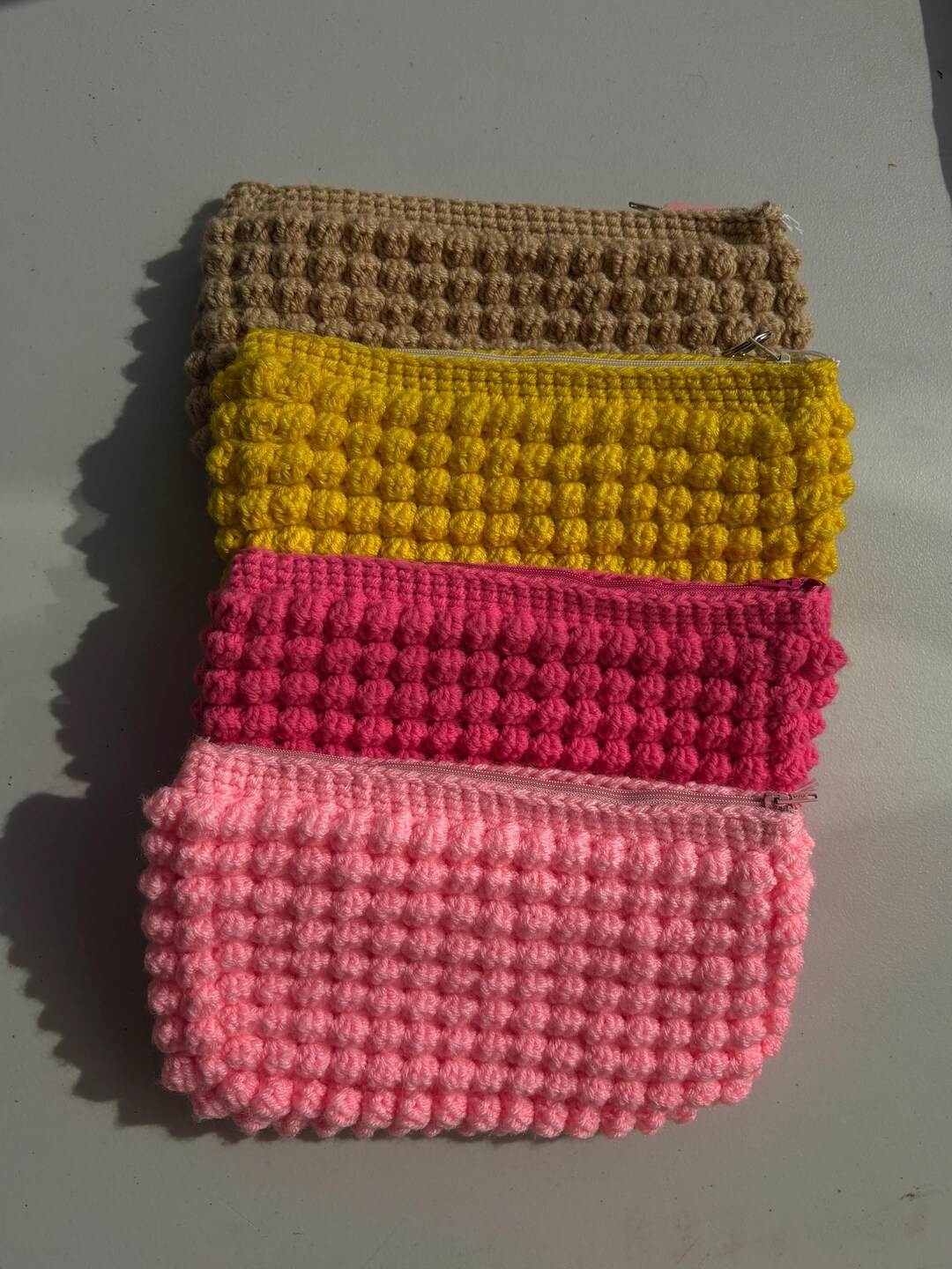 Handmade Crochet Bobble Pouch | Zipper Cosmetic Bag - Etsy