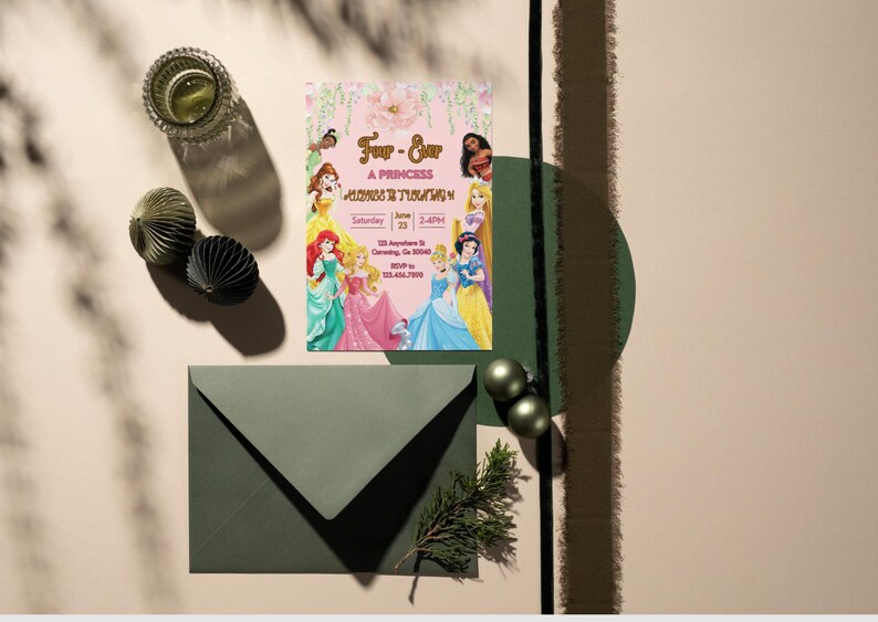 Editable Princess Birthday Invitation - Pink and Gold Party (instant ...