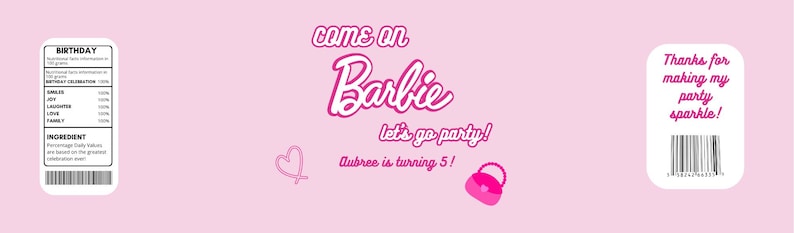 Editable Barbie Gatorade Bottle Labels: Birthday Party Decor (digital ...