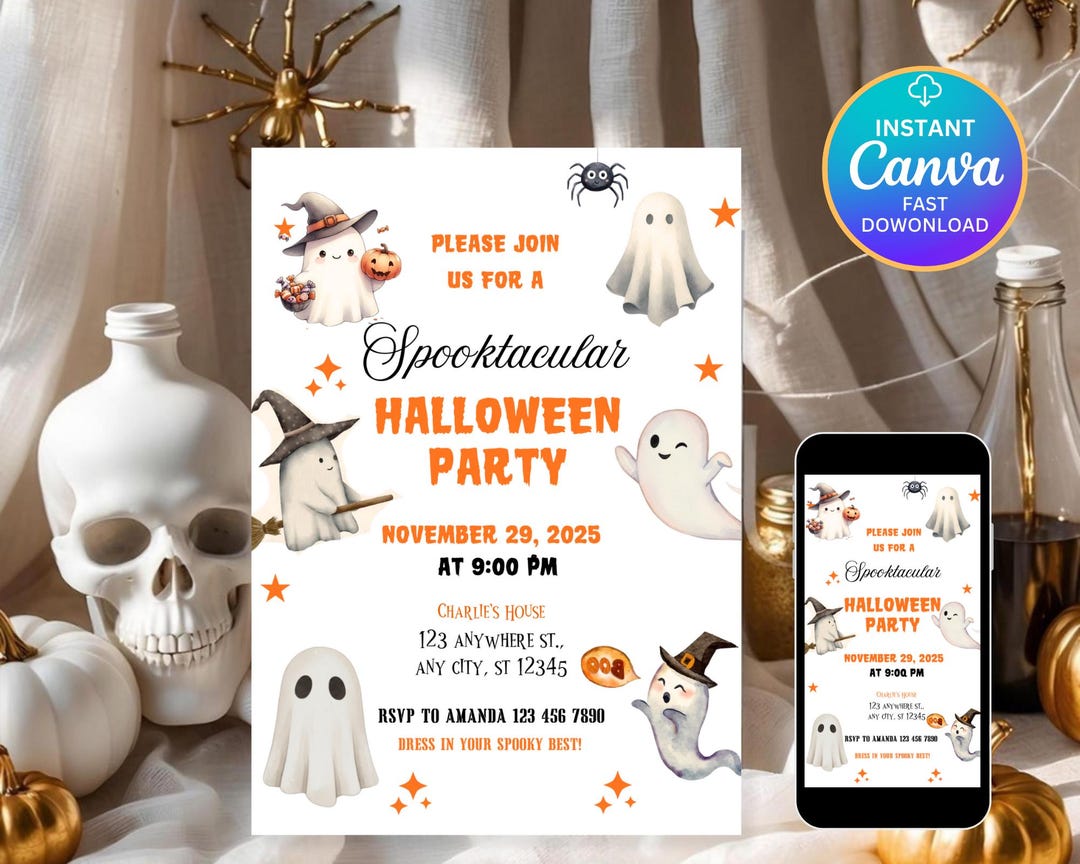 Editable Halloween Birthday Invitation, Ghost Invitation, Spooktacular ...