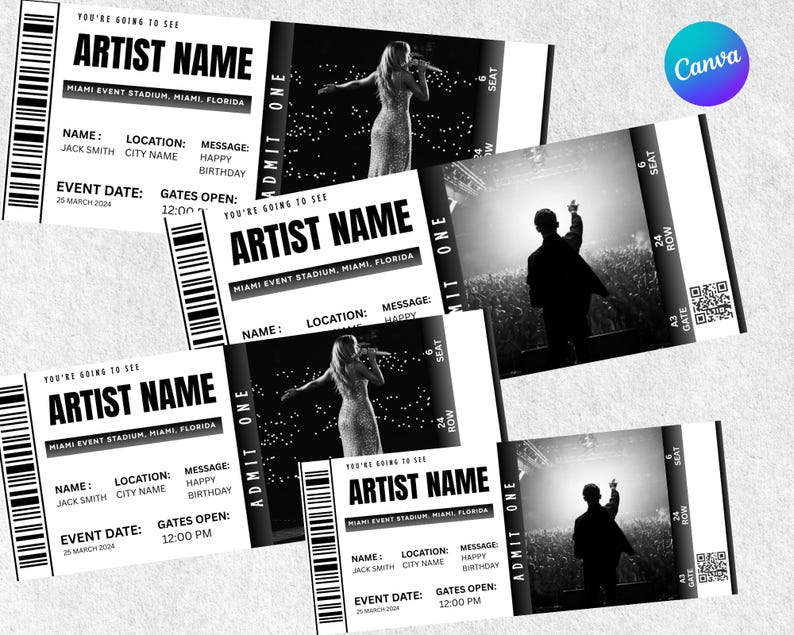 Editable Concert Ticket Template, DIY Event Ticket, Surprise Gift ...