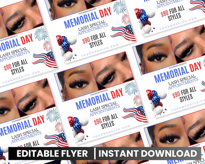 Memorial Day Lash Flyer, Memorial Day Lashes Special Sale Flyer, Lash ...