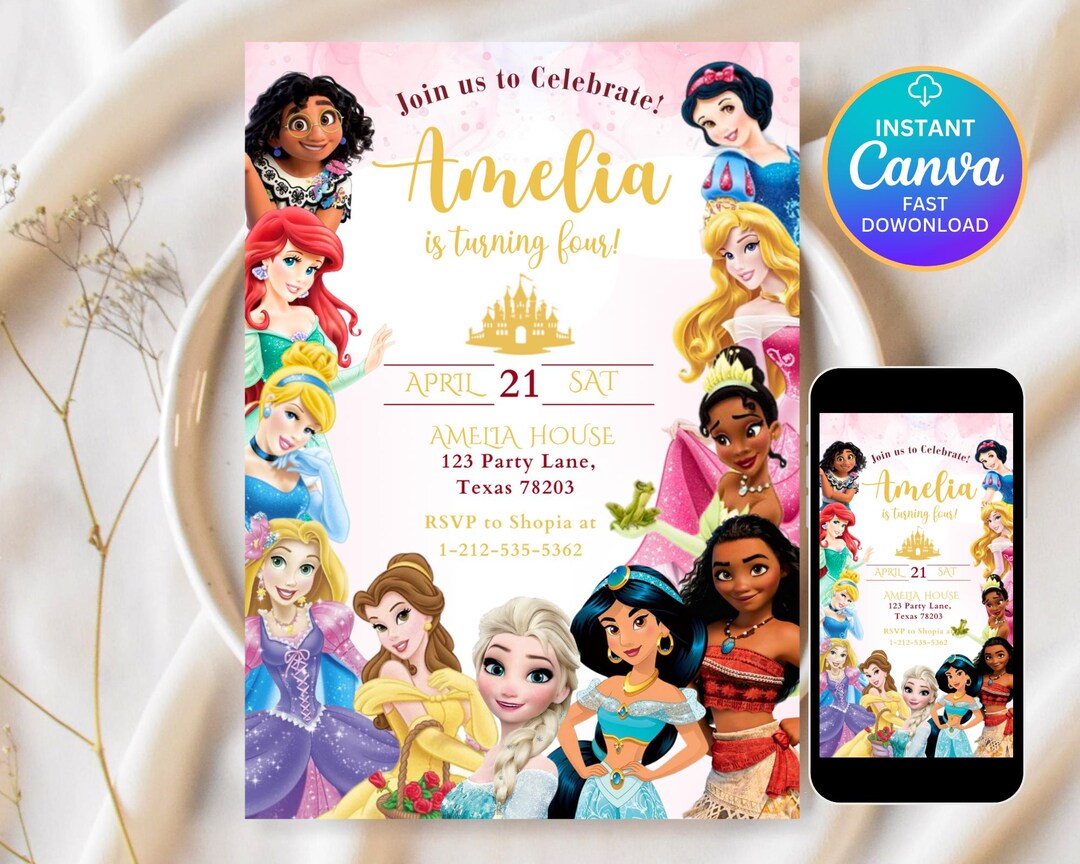 Princess Birthday Invitation Princess Invitation Princess Party ...