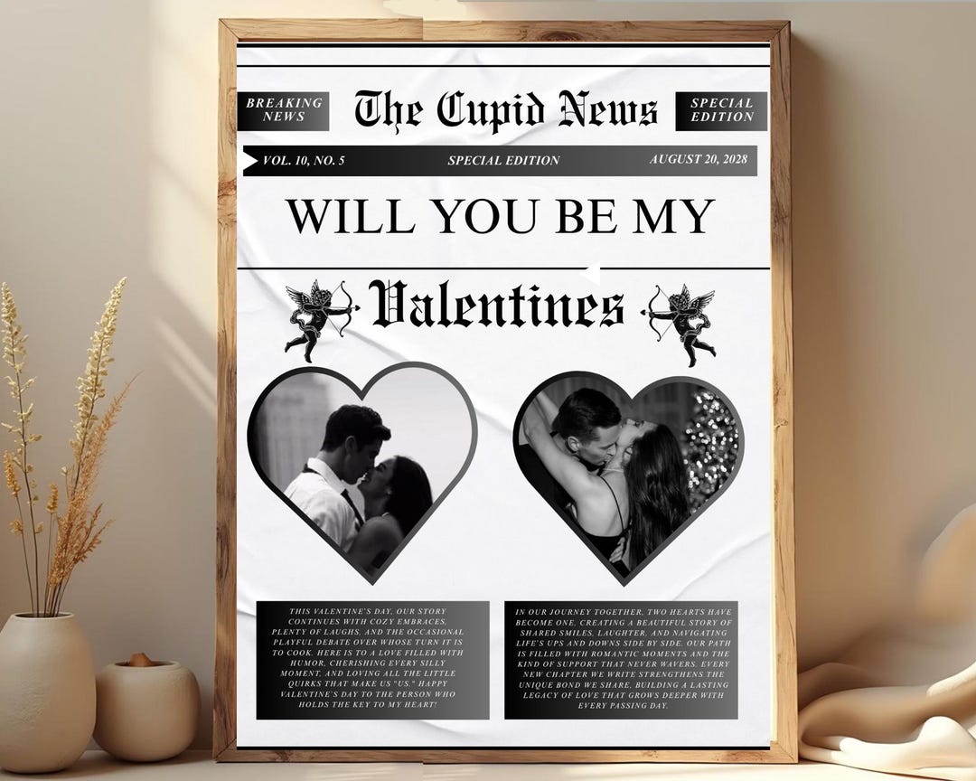 Valentine's Cupid Post Newspaper Template: Valentine Flower Wrap Insert ...