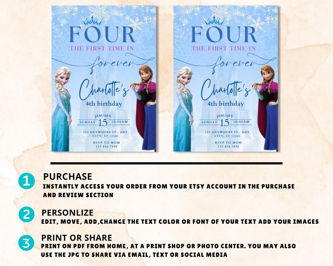 Frozen Four the First Time in Forever Birthday Invitation Frozen 4th ...
