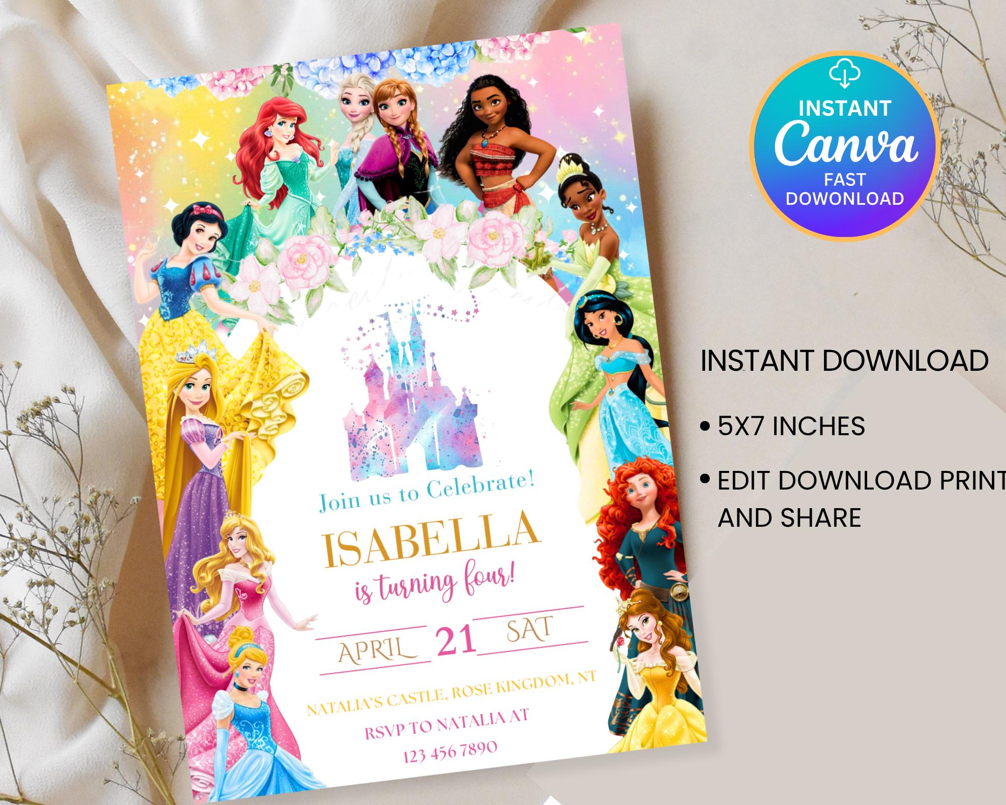 Editable Princess Invitation, Royal Princess 3rd Birthday Invite, Girl ...