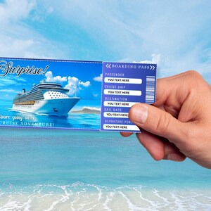 Printable Cruise Ticket Template, Cruise Surprise Ticket, Gift Ticket ...