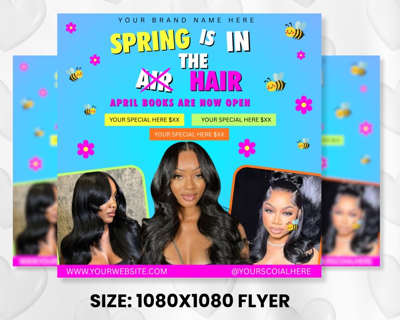 Spring Booking Flyer Template, Hair, Lashes, Nails (canva Editable ...