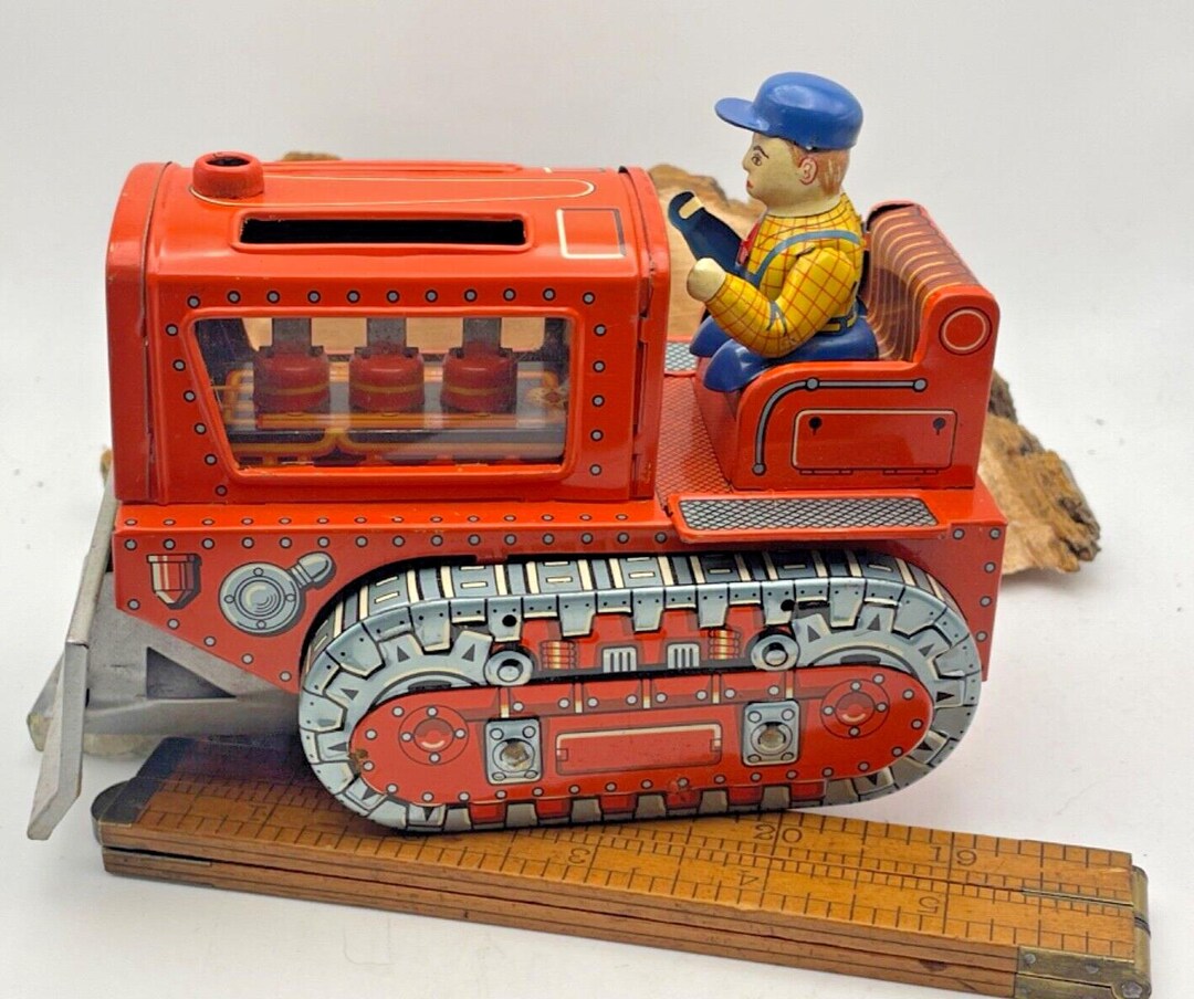 1950s Nomura Orange Piston Tractor Battery Operated Tin Toy --2369.24 ...