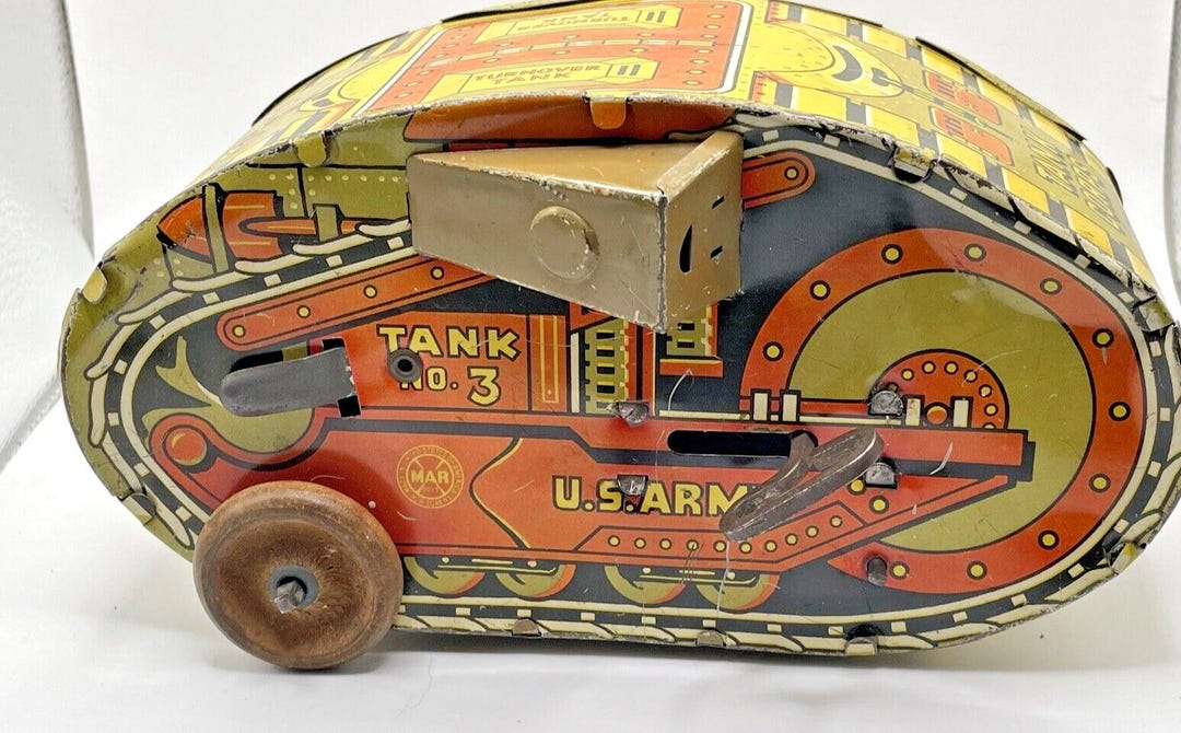 Marx Vintage 1930s Tank No. 3 Tin Windup "rollover" Tank--works--868.24 ...