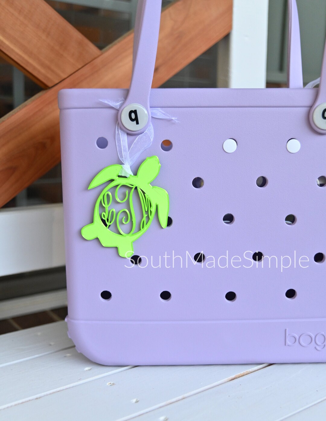 Water Resistant Turtle Monogram Bogg Bag Tag, Monogram Bag Tag, Beach ...