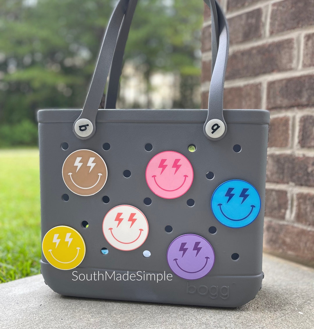 Lightning Bolt Happy Face Bogg Bag Buttons, Bogg Bag Charms, Bogg Bag ...