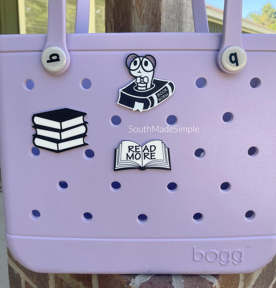 Reading Book Bookwork Library Themed Bogg Bag Charms, Bogg Bag Buttons ...