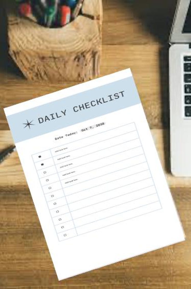 Daily Checklist Template, Editable Daily Checklist Template, Instant ...
