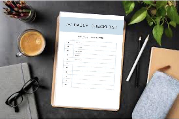 Daily Checklist Template, Editable Daily Checklist Template, Instant ...